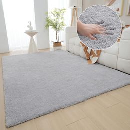 Hochflor-Teppich OTTO HOME "Microfaser Teppich Magong, besonders weich, sehr feiner Flor" Gr. 3, grau (hellgrau), B:120cm H:25mm L:180cm, Kunstfaser, Teppiche, Hochflor-Teppich, uni, Wohnzimmer, Schlafzimmer, Kinderzimmer, auch rund und als L&auml;ufer