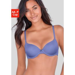 Schalen-BH Lascana "Ela - perfect basic", Damen, Gr. 80, Cup C, blau (kornblumenblau), Microtouch, Obermaterial: 82% Polyamid (TACTEL), 18% Elasthan (LYCRA), Basic, BHs Schalen-BH, mit B&uuml;gel aus seidiger Microfaser