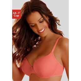 Schalen-BH Lascana "Ela - perfect basic", Damen, Gr. 70, Cup E, orange (koralle), Microtouch, Obermaterial: 82% Polyamid (TACTEL), 18% Elasthan (LYCRA), Basic, BHs Schalen-BH, mit B&uuml;gel aus seidiger Microfaser