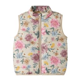 Steppweste name it "NMFMYLANE VEST AOP3", M&auml;dchen, Gr. 116, birch, Steppware, Obermaterial: 100% Polyester, bedruckt, regular fit normal, hoch geschlossener Ausschnitt, Westen Steppweste