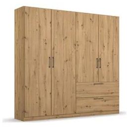 Dreht&uuml;renschrank OTTO HOME "Kleiderschrank Schrank Garderobe W&auml;scheschrank CHALLENGER", braun (eiche artisan), B:181cm H:210cm T:54cm, Holzwerkstoff, Schr&auml;nke, Dreht&uuml;renschrank, Metallgriffe in Graumetallic und ger&auml;umige Schubladen MADE IN GERMANY