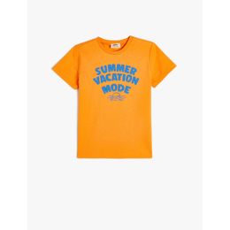 KOTON T-Shirt Jungen Gr&ouml;&szlig;e 122/128 royalblau / dunkelorange