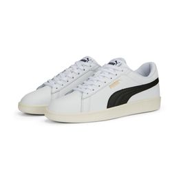 Sneaker Puma "SMASH 3.0 L", Herren, Gr. 44, schwarz-wei&szlig; (Puma wei&szlig;, Puma schwarz, Puma gold, frosted ivory), Leder, unifarben, Schuhe Sneaker, mit sportlicher Optik, mit leicht profilierter Gummilaufsohle