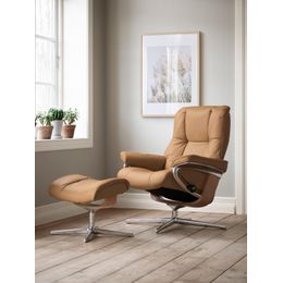 Relaxsessel stressless "Mayfair", braun (taupe paloma), B:92cm H:103cm T:79cm, Leder PALOMA: PALOMA ist ein durchgef&auml;rbtes Semianilin-M&ouml;belleder mit nat&uuml;rlicher Narbung., Sessel, Relaxsessel, mit Hocker, mit Cross Base, Gr&ouml;&szlig;e S, M & L, Holzakzent Eiche