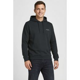Jack & Jones Kapuzensweatshirt JACK & JONES "JJCOLLEGE LOGO SWEAT HOOD", Herren, Gr. L, schwarz, Sweatware, Obermaterial: 80% Baumwolle, 20% Polyester, unifarben, relaxed fit h&uuml;ftlang, Rundhals, Rippb&uuml;ndchen, Sweatshirts Kapuzensweatshirt