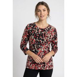 3/4-Arm-Shirt Rabe, Damen, Gr. 40, schwarz, Jersey, Obermaterial: 92% Baumwolle, 8% Elasthan, gemustert, k&ouml;rpernah h&uuml;ftlang, Rundhals, abgesteppt, Shirts 3/4-Arm-Shirt, mit Rundhals, gemustert