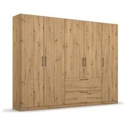 Dreht&uuml;renschrank OTTO HOME "Kleiderschrank Schrank Garderobe W&auml;scheschrank CHALLENGER", braun (eiche artisan), B:226cm H:210cm T:54cm, Holzwerkstoff, Schr&auml;nke, Dreht&uuml;renschrank, Metallgriffe in Graumetallic und ger&auml;umige Schubladen MADE IN GERMANY