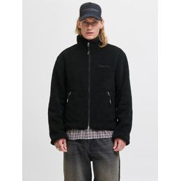 Jack & Jones Kurzjacke JACK & JONES "JORNORREBRO TEDDY JACKET SN", Herren, Gr. M, schwarz, Web, Obermaterial: 100% Polyester, unifarben, regular fit, Jacken Kurzjacke