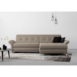 Ecksofa Home Affaire "Maredo L-Form", grau (grau, beige), B:284cm H:89cm T:179cm, 100% Polyester, Sofas, Ecksofa, Federkern, wahlweise auch mit Kopfteil- und Armlehnverstellung