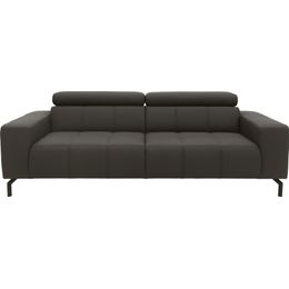 2,5-Sitzer DOMO collection "Cunelli zeitlos und elegant, moderne Sitzn&auml;hte als Designelement", grau, B:238cm H:79cm T:104cm, Lederlook;100% Polyurethan, Sofas, 2 5-Sitzer, wahlweise mit 6-fach verstellbaren Kopfteilen, fester Sitzkomfort