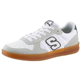 Slip-On Sneaker Skechers "NEW WAVE CUP-CALVEN", Herren, Gr. 47,5, beige (sanftes wei&szlig;, beige), Lederimitat, Textil, Veloursleder, Schuhe Slip-On Sneaker, Retro Sneaker, Schn&uuml;rschuh mit Gummizug