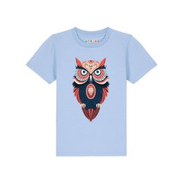 Watabout.kids T-Shirt 'Colorful Owl' Jungen Gr&ouml;&szlig;e 116 beige / navy / hellblau / hummer
