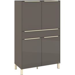 Highboard "Reno", anthrazit matt lack, glas anthrazit glanz, B:92cm H:152cm T:42cm, Glas, Holzwerkstoff, SET ONE BY Musterring, Sideboards, Highboard, Mit Vierkantfu&szlig; in diversen Farben, 152 cm H&ouml;he & Farbauswahl