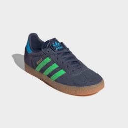 Sneaker adidas originals "GAZELLE", M&auml;dchen, Gr. 36,5, shadow navy, screaming gr&uuml;n, lucid aquamarine, Leder, Synthetik, Schuhe Sneaker, f&uuml;r Kinder und Jugendliche