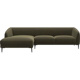 Ecksofa FLEXLUX "Belle Designsofa, L-Form, B/T 288/149 cm", gr&uuml;n (moss gr&uuml;n), B:288cm H:74cm T:149cm, 100% Polyester, Sofas, Ecksofa, Skandinavisches Design, In hochwertiger Verarbeitung