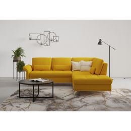 Ecksofa Home Affaire "Palm Beach L-Form", braun (messing), B:259cm H:89cm T:224cm, 98%Polyester, 2%Polyamid, Sofas, Ecksofa, Federkern, mit Sitztiefenverstellung, wahlweise mit Bettfunktion