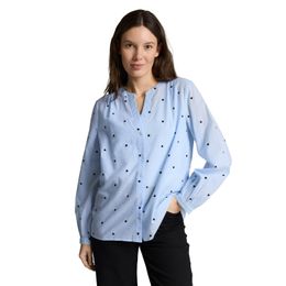 Klassische Bluse Tom Tailor, Damen, Gr. 36, blau heart design, Web, Obermaterial: 100% Baumwolle, bedruckt, regular fit normal, Manschette, Blusen Klassische Bluse, mit All-Over Print
