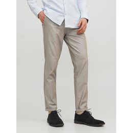 Jack & Jones Chinohose JACK & JONES "MARCO &ndash; Chinohose mit Stretchanteil und Komfort", Herren, Gr. 33, L&auml;nge 36, beige, Web, Obermaterial: 68% Polyester, 29% Viskose, 3% Elasthan, unifarben, slim fit normal, Hosen Chinohose, modisch, slim fit, Web