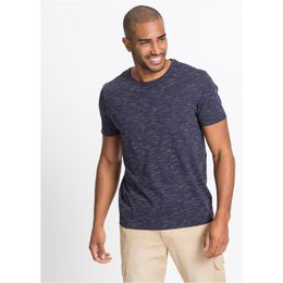 T-Shirt bonprix, Herren, Gr. 48/50 (M), dunkelblau meliert, Jersey, Obermaterial: 93% Baumwolle, 7% Polyester, meliert, regular fit h&uuml;ftbedeckend, Rundhals, Shirts T-Shirt, lockere Passform, kurze &Auml;rmel, mit Rundhalsausschnitt