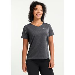 Funktionsshirt Jack Wolfskin "WILDTRAIL T W", Damen, Gr. S (36), phantom, Obermaterial: 100% Polyester, normal, V-Ausschnitt, Shirts Funktionsshirt