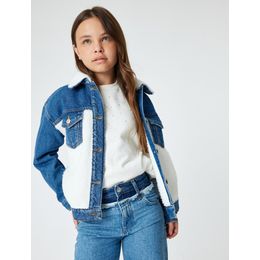 KOTON Jacke M&auml;dchen Gr&ouml;&szlig;e 110/116 blue denim / wei&szlig;
