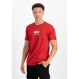 T-Shirt Alpha Industries "Basic T-Shirt ML", Herren, Gr. S, rot (speed rot, wei&szlig;), Obermaterial: 100% Baumwolle, Shirts T-Shirt