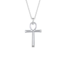 Lange Kette Kuzzoi "Halskette Herren Ankh Kreuz Anh&auml;nger 925 Silber" Gr. 60, silber, Halsketten, Herren, ohne Stein, Silber 925 (Sterlingsilber), Lange Kette