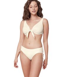 B&uuml;gel-Bikini-Top Triumph "Summer Glow W sd", Damen, Gr. 40, Cup D, wei&szlig; (ecru wei&szlig;), Microfaser, Elasthan, Recycling-Polyamid, Waffelmuster, strukturiert, unifarben, Bikini-Oberteile B&uuml;gel-Bikini-Top, Struktur-Piqu&eacute;