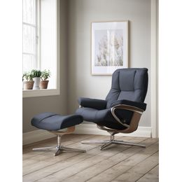 Relaxsessel stressless "Mayfair", blau (blau dinamica), B:92cm H:103cm T:79cm, Microfaser DINAMICA (88% Polyester, 12% Polyurethan), Sessel, Relaxsessel, mit Cross Base, Gr&ouml;&szlig;e S, M & L, Holzakzent Eiche