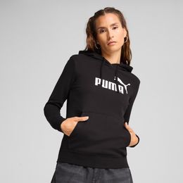 Kapuzensweatshirt Puma "ESS NO. 1 LOGO HOODIE FL", Damen, Gr. M, schwarz (Puma schwarz), Fleece, Obermaterial: 66% Baumwolle, 34% Polyester, bedruckt, regular fit normal, Sweatshirts Kapuzensweatshirt, Regular Fit, mit verstellbarer Kapuze, mit K&auml;ngurutasche