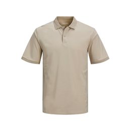 Jack & Jones Poloshirt JACK & JONES "JJEPERFECT POLO SS SN", Herren, Gr. S, beige (pure cashmere), Jersey, Obermaterial: 95% Baumwolle, 5% Elasthan, unifarben, regular fit taillenbedeckt, ohne Ausschnitt, gerader Abschluss, Shirts Poloshirt, mit Polo Kragen