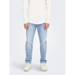 Only & Sons Regular-fit-Jeans ONLY & SONS "ONSWEFT REG. BOX AZG DNM MU OTL", Damen, Gr. 31, L&auml;nge 32, light blau denim, Denim/Jeans, Obermaterial: 99% Baumwolle, 1% Elasthan, Abriebeffekte, regular fit kn&ouml;chellang, Jeans Regular-fit-Jeans, Topseller