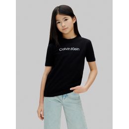 T-Shirt Calvin Klein Jeans "LOGO T-SHIRT", M&auml;dchen, Gr. 16 (176), schwarz, Single Jersey, Obermaterial: 100% Baumwolle, unifarben, regular fit normal, Rundhals, eingesetzt abgesteppte Kante, Shirts T-Shirt, Regular fit, mit Logoschriftzug