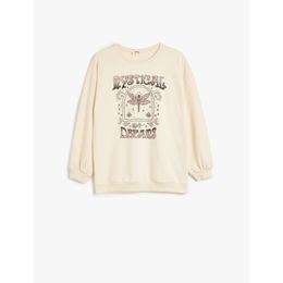 KOTON Sweatshirt M&auml;dchen Gr&ouml;&szlig;e 146/152 hellbeige / ros&eacute; / schwarz