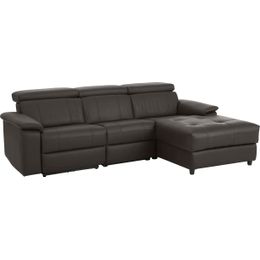 Ecksofa Home Affaire "Binado, L-Form", braun, B:252cm T:164cm, Webstoff (95% Polyester/5% Nylon), Sofas, Ecksofa, mit manueller oder elektrischer Relaxfunktion mit USB-Anschluss