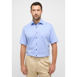 Kurzarmhemd Eterna "MODERN FIT", Herren, Gr. 45, Normalgr&ouml;&szlig;en, blau, 100% Baumwolle, tailliert, Hemden Kurzarmhemd, NON IRON (b&uuml;gelfrei)