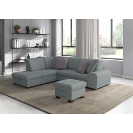 Sit & More Ecksofa SIT & MORE "Luxor L-Form", blau (aqua), B:259cm H:82cm T:224cm, Luxus-Microfaser ALTARA NUBUCK (100% Polyester);Soft clean (98% Polyester, 2% Polyamid);Struktur fein (100% Polyester), Sofas, Ecksofa, wahlweise mit Bettfunktion, Stauraum und Kopfteilverstellung