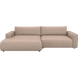 Ecksofa Musterring "LUCIA L-Form", beige (bisquit puro), B:296cm H:81cm T:190cm, Flachgewebe VALMONT (60% Baumwolle/40% Leinen);Leder PURO, pigmentiertes Leder;Microfaser CRONA (100% Polyester);Flachgewebe FLORIS (100% Polyester);Leder BAX, pigmentiertes Leder, Sofas, Ecksofa