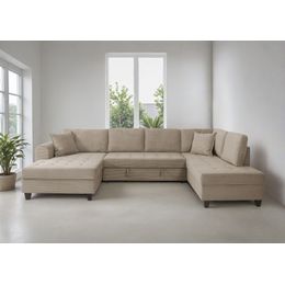 Wohnlandschaft TRENDS BY HG "Moritz U-Form, B: 324 cm", b802 zoom 3 minq, B:324cm H:86cm T:178cm, 92% Polyester;8% Nylon, Sofas, Wohnlandschaft, mit Bettfunktion, Bettkasten & Zierkissen