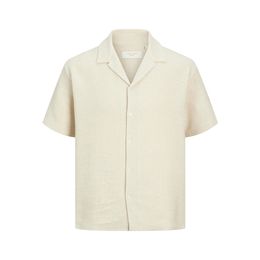 Jack & Jones Kurzarmhemd JACK & JONES "JORMONTAUK CROCHET SHIRT SS SA26", Herren, Gr. XS, N-Gr, antique wei&szlig;, Web, Obermaterial: 60% Polyester, 40% Baumwolle, gemustert, relaxed fit normal, Hemden Kurzarmhemd