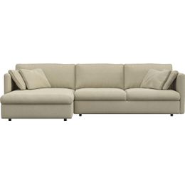 Ecksofa FLEXLUX "Lovane", beige (sandy beige), B:290cm H:84cm T:182cm, 100% Polyester, Sofas, Ecksofa, Weich & anschmiegsam, gro&szlig;e Sitztiefe auf Kaltschaum, Dekokissen inkl.