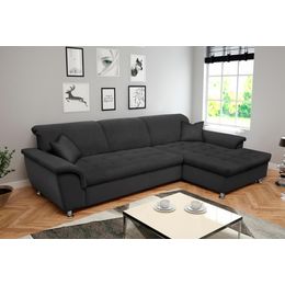 Ecksofa DOMO collection "Franzi Steppung im Sitzbereich B7T/H: 278/162/80 cm, L-Form", grau (graphite), B:278cm H:80cm T:171cm, Flachgewebe (100% Polyester);Chenille (100% Polyester), Sofas, Ecksofa, ohne Funktion, Flachgewebe, graphite