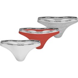 Tanga "3 PACK THONG (LOW-RISE)", Damen, Gr. XL (42), 3 Stk., wei&szlig; (wei&szlig;, molten, grau heather), Jersey, Obermaterial: 90% Baumwolle, 10% Elasthan, Calvin Klein Underwear, k&ouml;rpernah, Unterhosen Tanga, String low waist mit Logobund