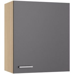 H&auml;ngeschrank KOCHSTATION "KS-Lucy", anthrazit, eiche hell, B:60cm H:70,4cm T:34,6cm, Schr&auml;nke, H&auml;ngeschrank, Breite 60 cm, mit 1 T&uuml;r, 2 Einlegeb&ouml;den, Soft-Close