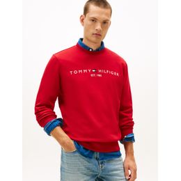 Sweatshirt Tommy Hilfiger "TOMMY LOGO", Herren, Gr. L, medium rot, Sweatware, Obermaterial: 70% Baumwolle, 30% Polyester, normal h&uuml;ftbedeckend, Rundhals, eingesetzt Rippb&uuml;ndchen, Sweatshirts Sweatshirt, unifarben, casual, regular fit, Baumwollmix, Rundhals