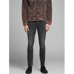 Jack & Jones Slim-fit-Jeans JACK & JONES "JJIGLENN Slim-Fit mit Stretch und praktischer 5-Pocket-Form", Herren, Gr. 34, L&auml;nge 30, grau (grau denim), Denim/Jeans, Obermaterial: 70% Baumwolle, 28% Polyester, 2% Elasthan, Abriebeffekte, slim fit kn&ouml;chellang, Jeans Slim-fit-Jeans, Baumwollmischung, slim fit
