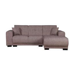 Ecksofa Home Affaire "Langeland L-Form", grau (taupe), B:234cm H:85cm T:163cm, 100% Polyester, Sofas, Ecksofa, incl. 2 Zierkissen, Recamiere wahlweise links oder rechts
