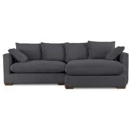 Ecksofa Home Affaire "Coray", grau, B:266cm H:80cm T:153cm, 100% Polyester, Sofas, Ecksofa, Breite 266 cm, extra weich und kuschelig, mit Federn und Daunen