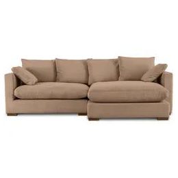 Ecksofa Home Affaire "Coray", braun (light braun), B:266cm H:80cm T:153cm, 100% Polyester, Sofas, Ecksofa, Breite 266 cm, extra weich und kuschelig, mit Federn und Daunen