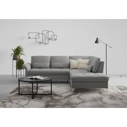 Ecksofa Home Affaire "Palm Beach L-Form", grau, B:263cm H:89cm T:224cm, 100%Polyester, Sofas, Ecksofa, Federkern, mit Sitztiefenverstellung, wahlweise mit Bettfunktion
